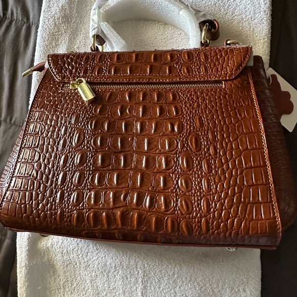 Bags | Monaco Brown Crocodile Embossed Genuine Leather Tote Bag | Poshmark